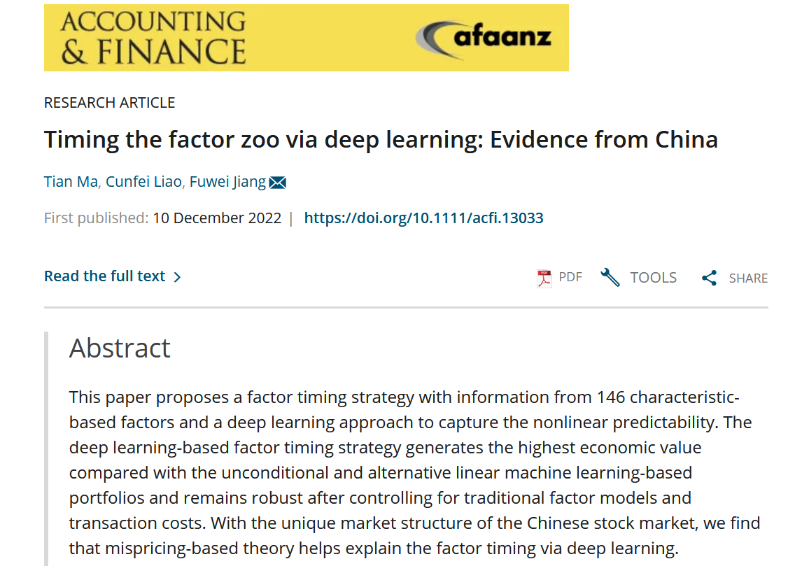 Tian Ma,Cunfei Liao,Fuwei Jiang.2022.Timing the factor zoo via deep ...