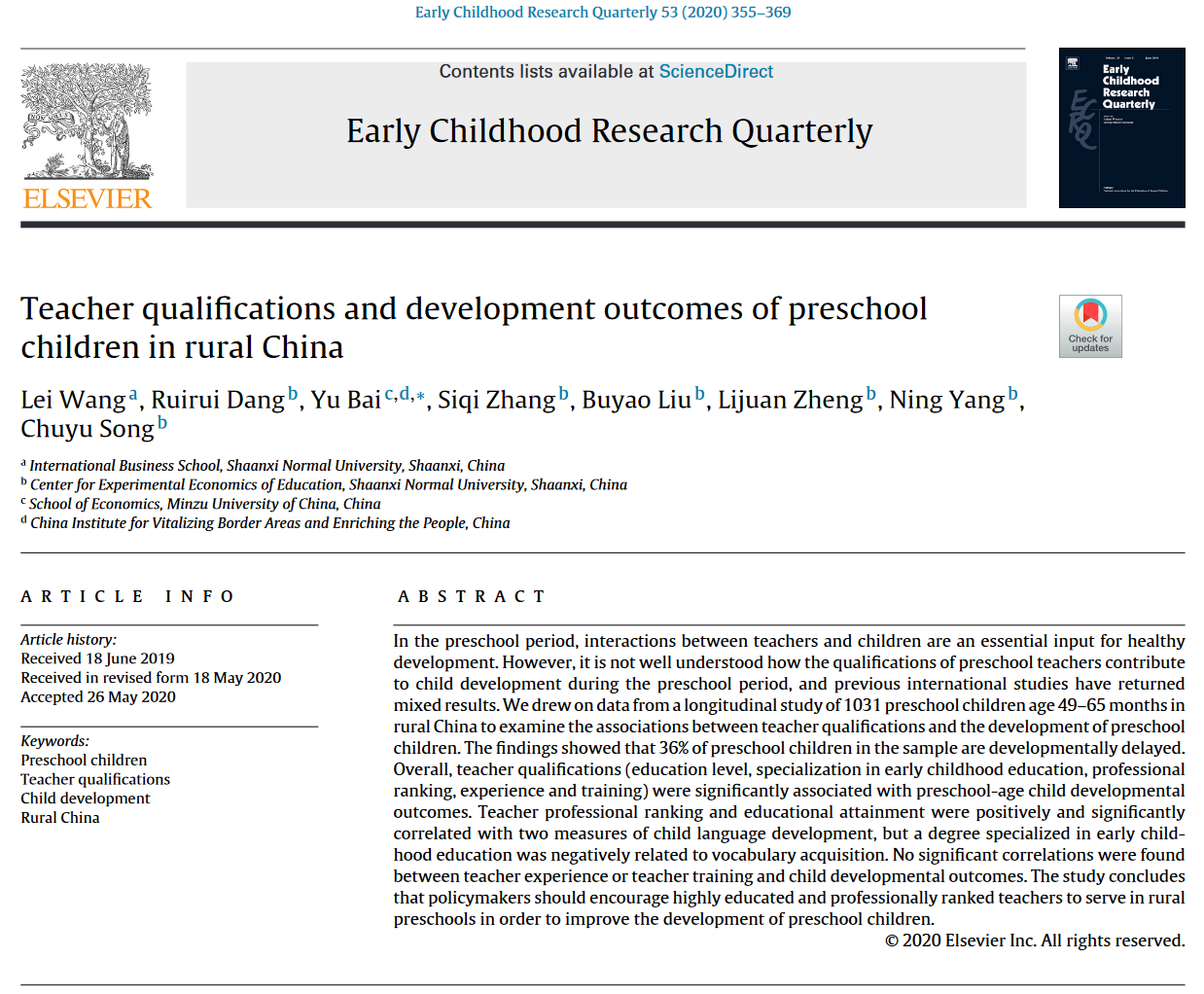 Lei Wang,Ruirui Dang,Yu Bai,Siqi Zhang,Buyao Liu,Lijuan Zheng,Ning Yang.2020.Teacher ...